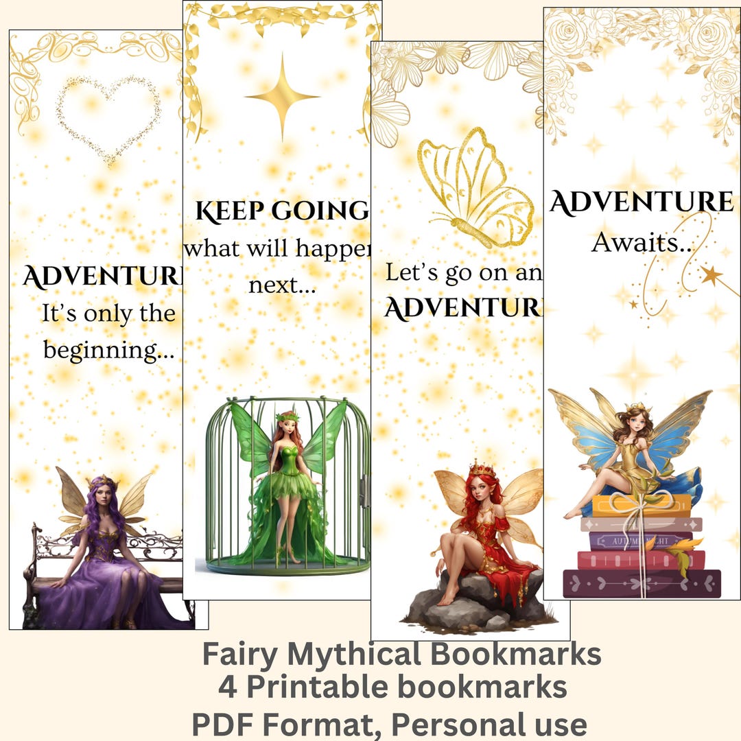 Fairy Bookmarks: Mythical Adventure Reading Set (PDF Download) - Etsy