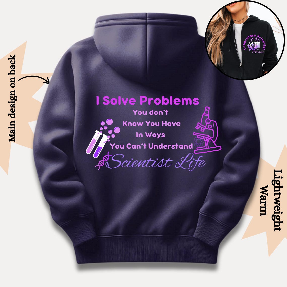 Medical Scientist Full Zip Hoodie: Funny 'I Solve Problems' Quote - Etsy