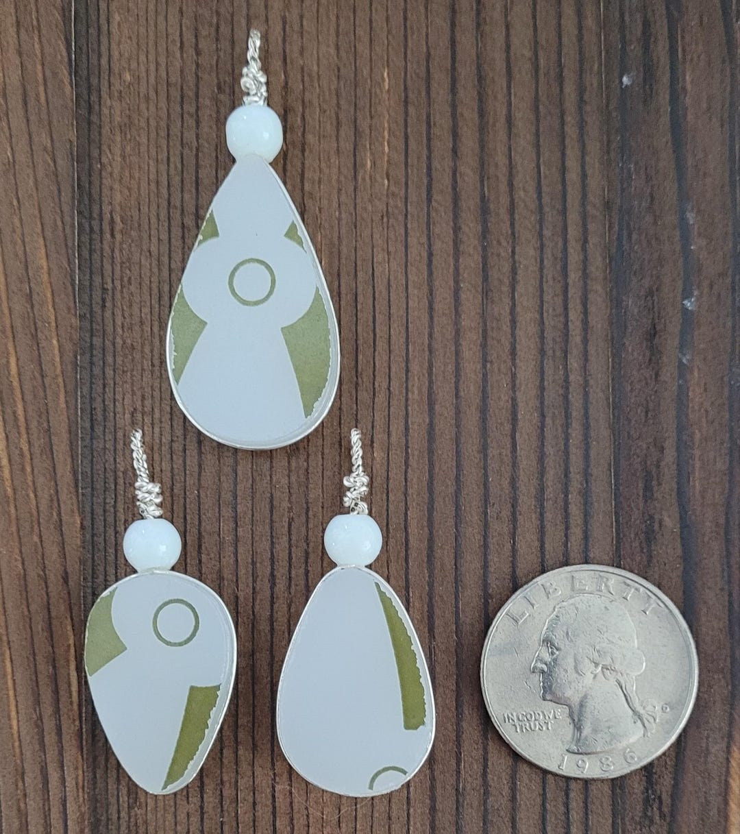 Green Spears Agee Pyrex Pendant W/ 18" Silverplate Cable Chain Necklace ...