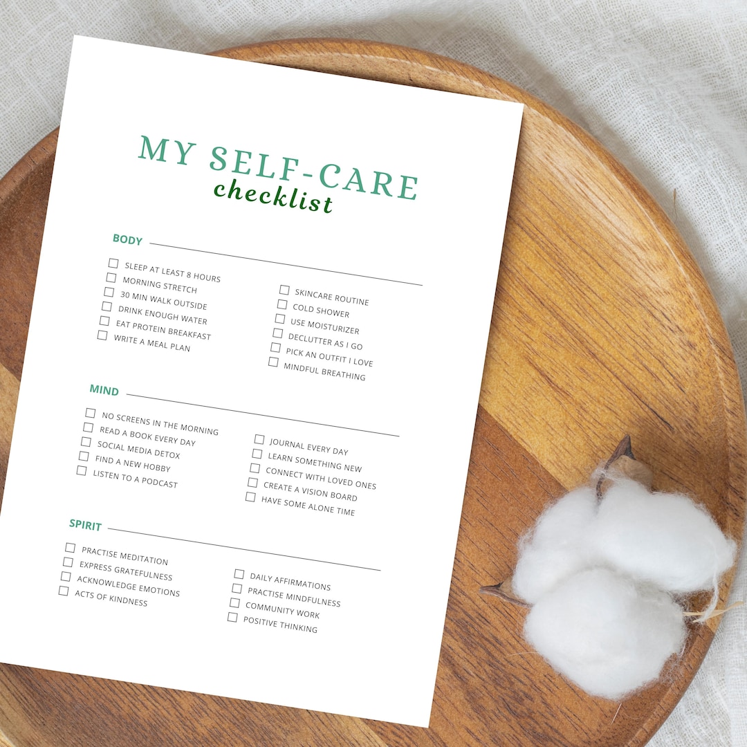Daily Self-care Checklist Printable (PDF) – Wellness Tracker | Mind ...