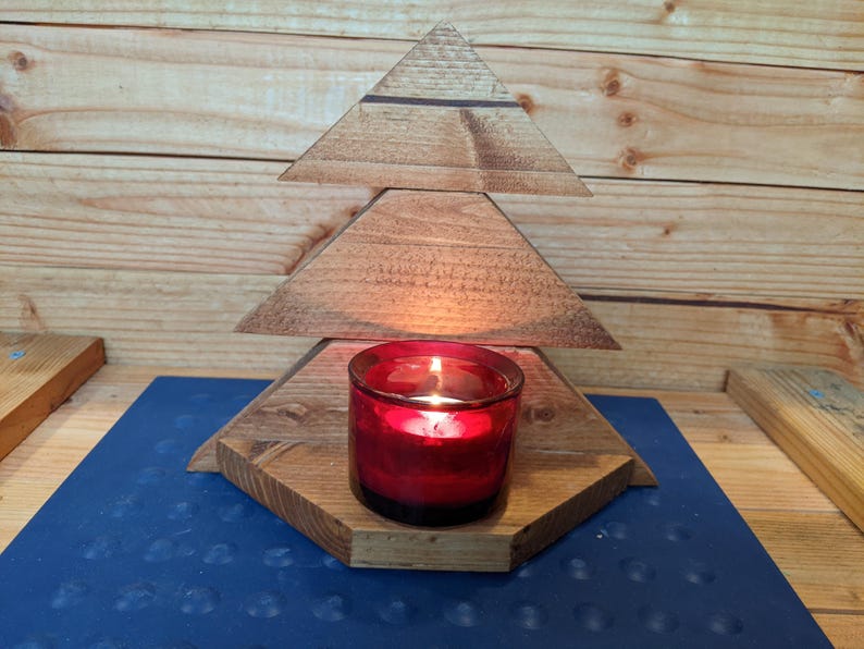 Pine Wood Triangle Craft Scraps: DIY Christmas Tree Candle Holder ...