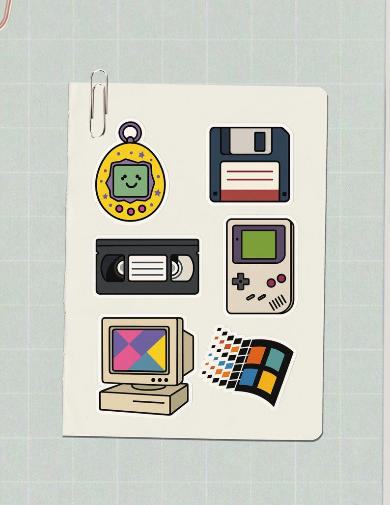90s Nostalgia Sticker Sheet: Retro Tech Icons (PNG PDF SVG Digital ...