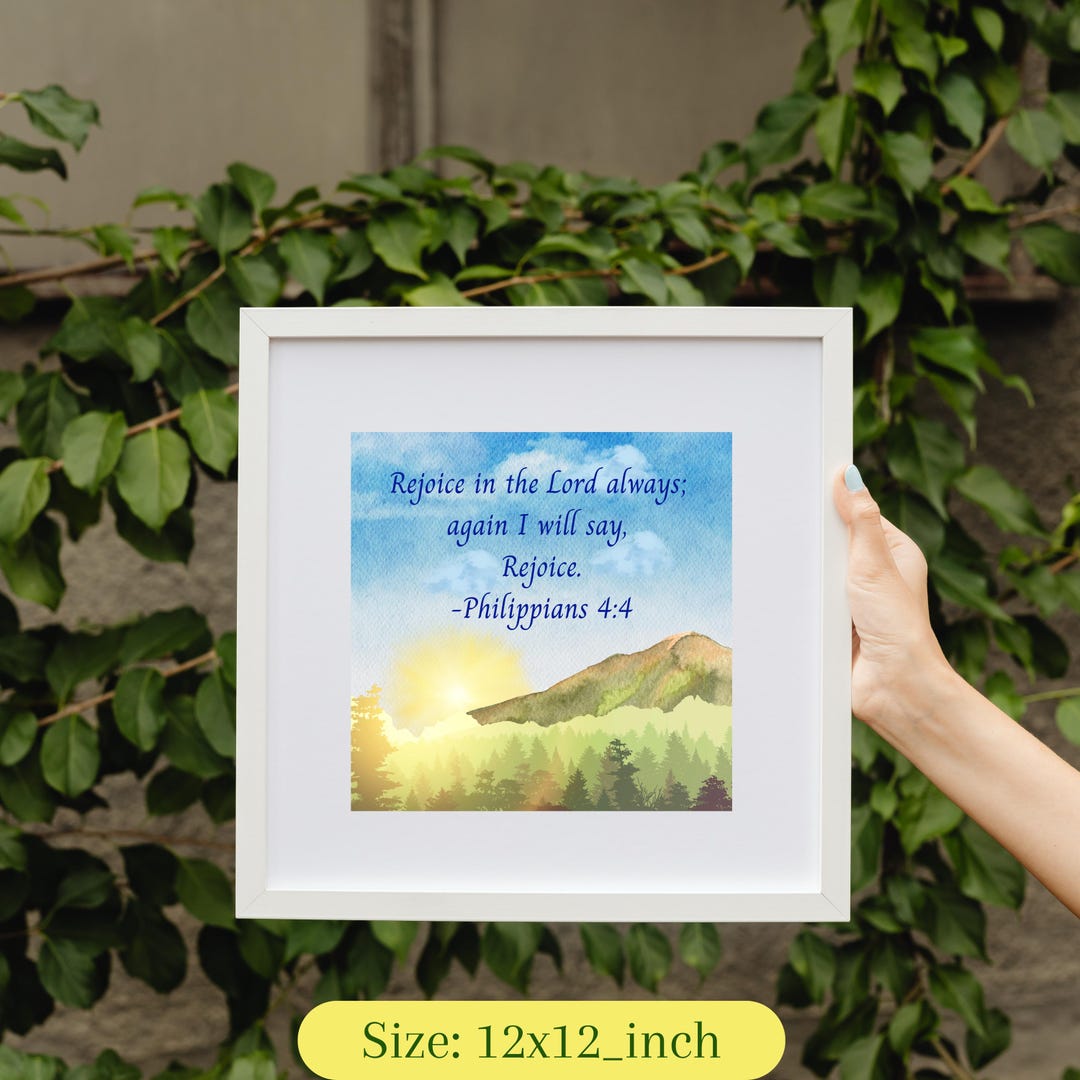 Rejoice in the Lord - Philippians 4:4 Bible Verse Wall Art | Watercolor ...