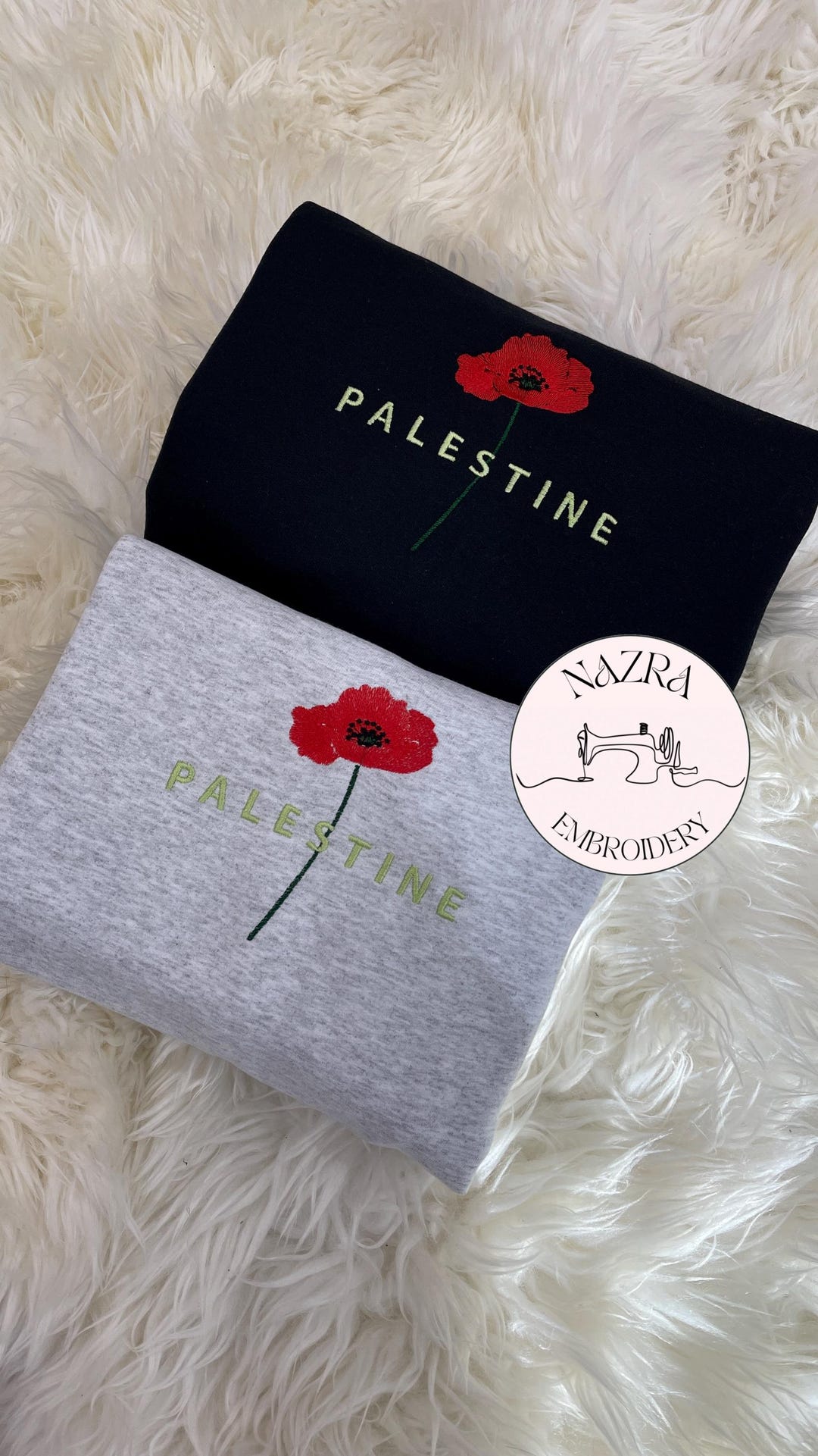 Palestine Poppy Embroidery Sweatshirt - Etsy