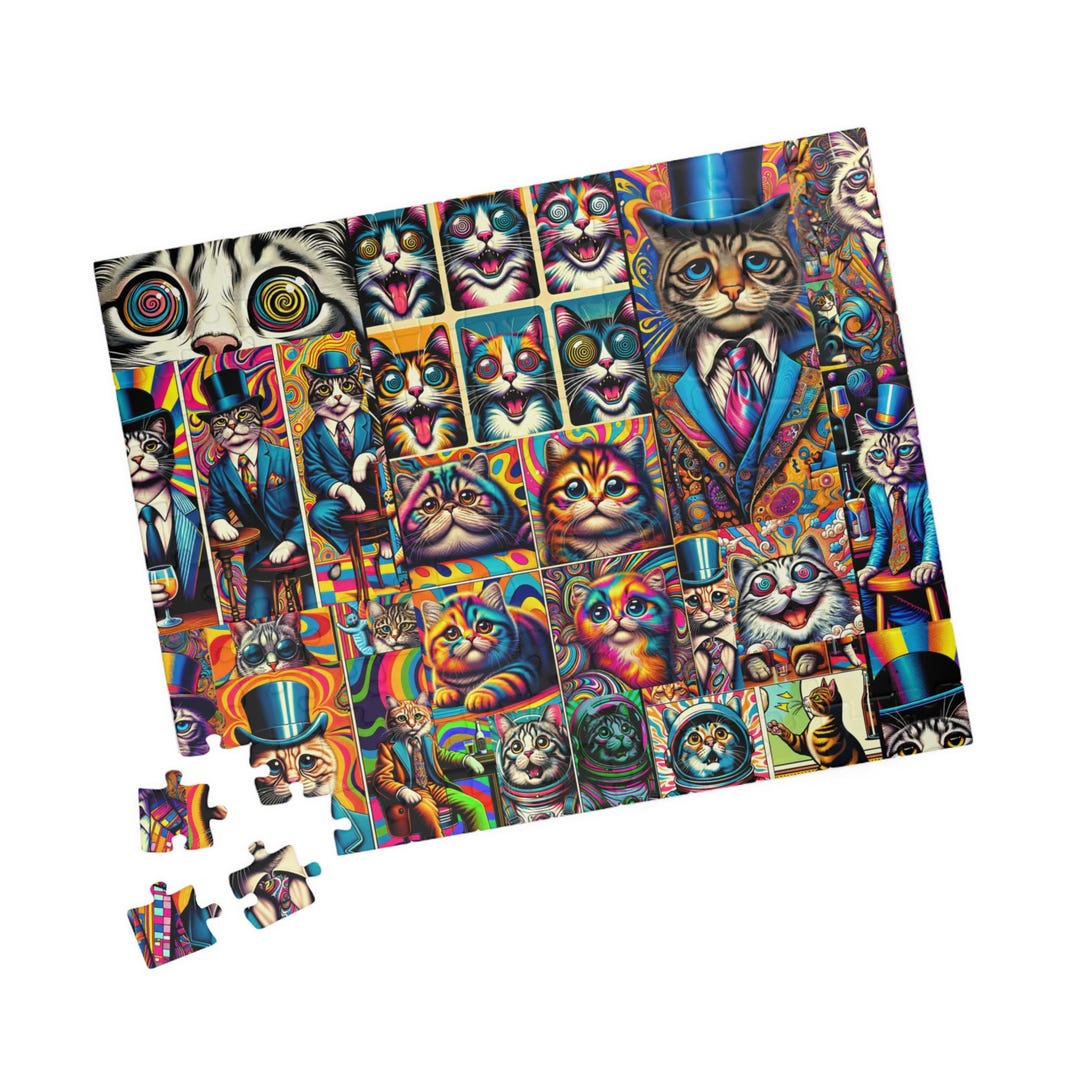 Wonky Cats Collage Puzzle funny, Weird Abstract, Jigsaw Game, Cat Lover ...