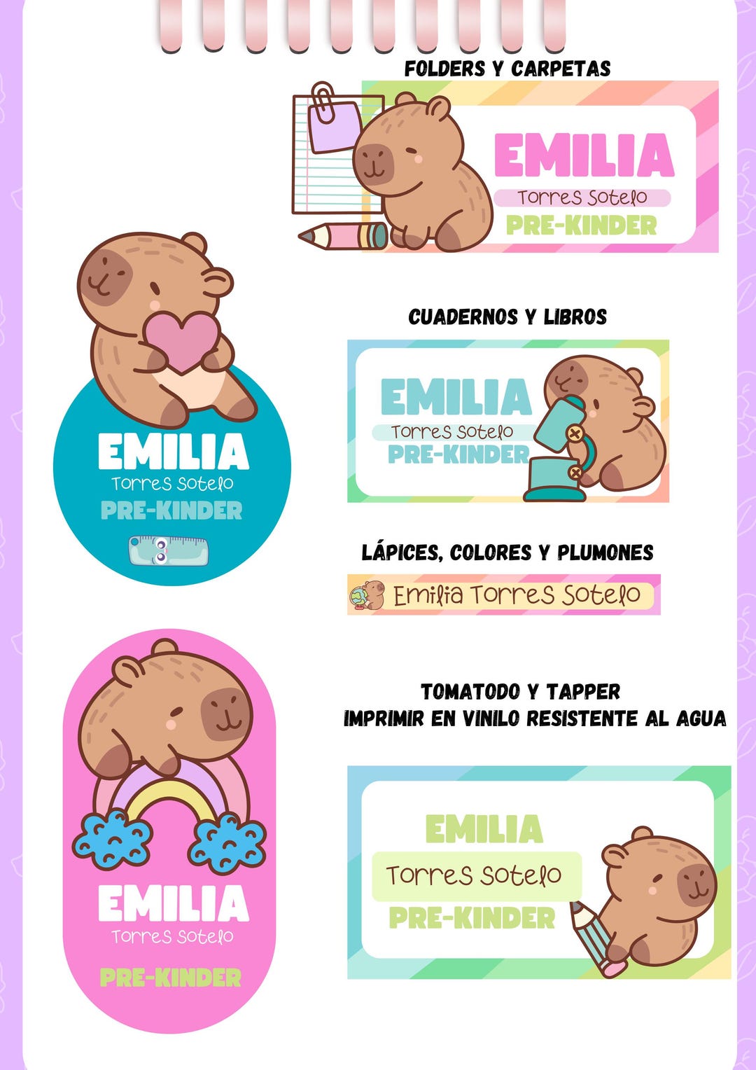 Capybara School Labels - Etsy