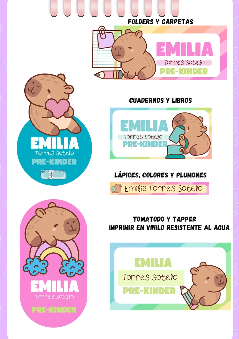 Capybara School Labels - Etsy