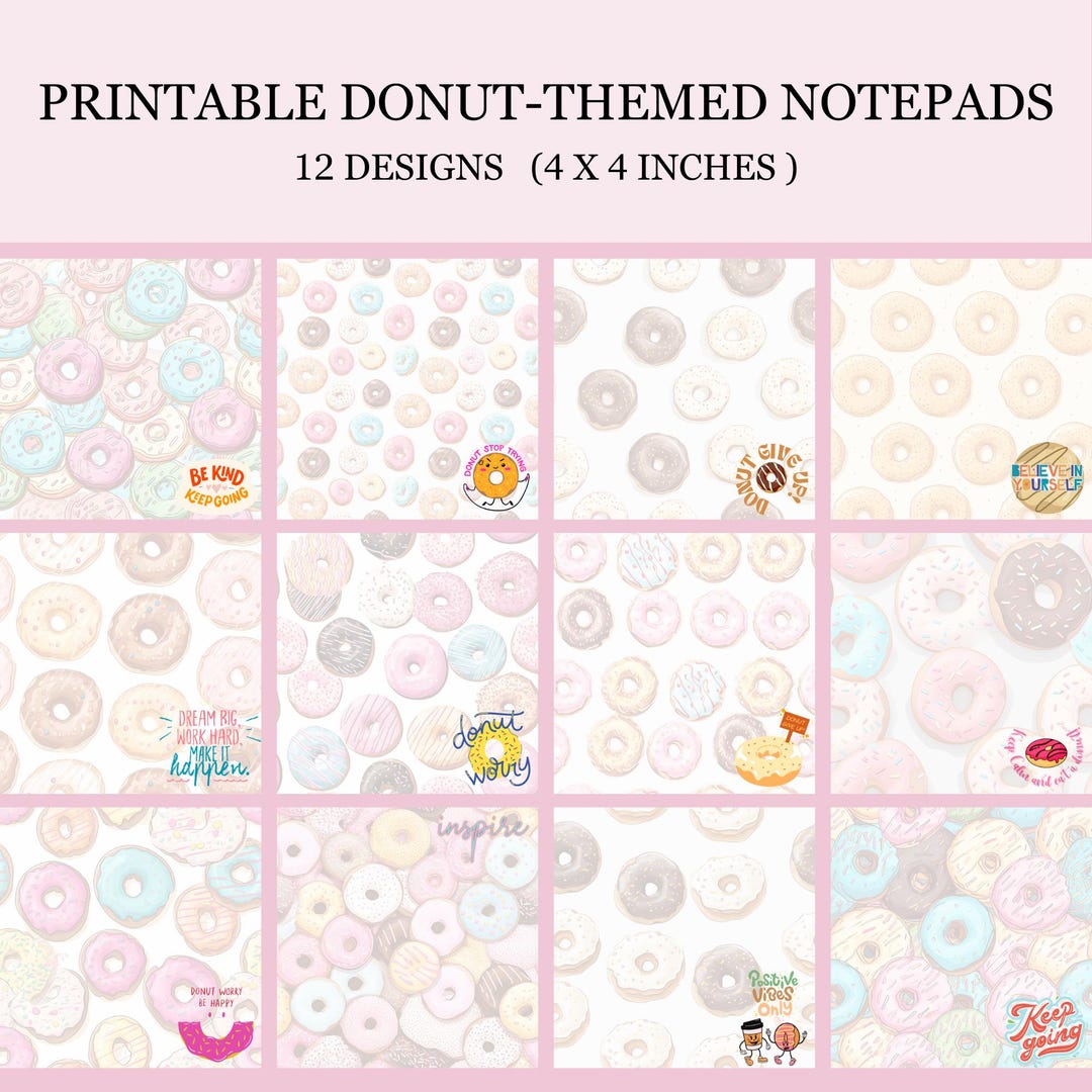 Printable Notepad – Digital Download Cute Donut-themed - Etsy