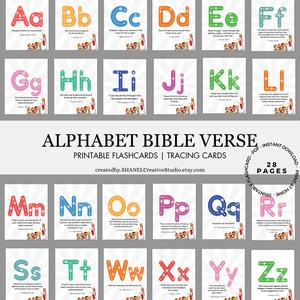 Alphabet Flashcards With Bible Verse, Tracing Letters for Kids ...