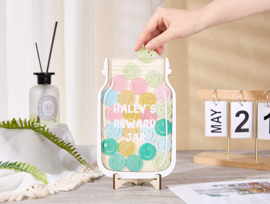 Personalised Smiley Face Reward Jar,custom Name Reward for Kids,reward ...