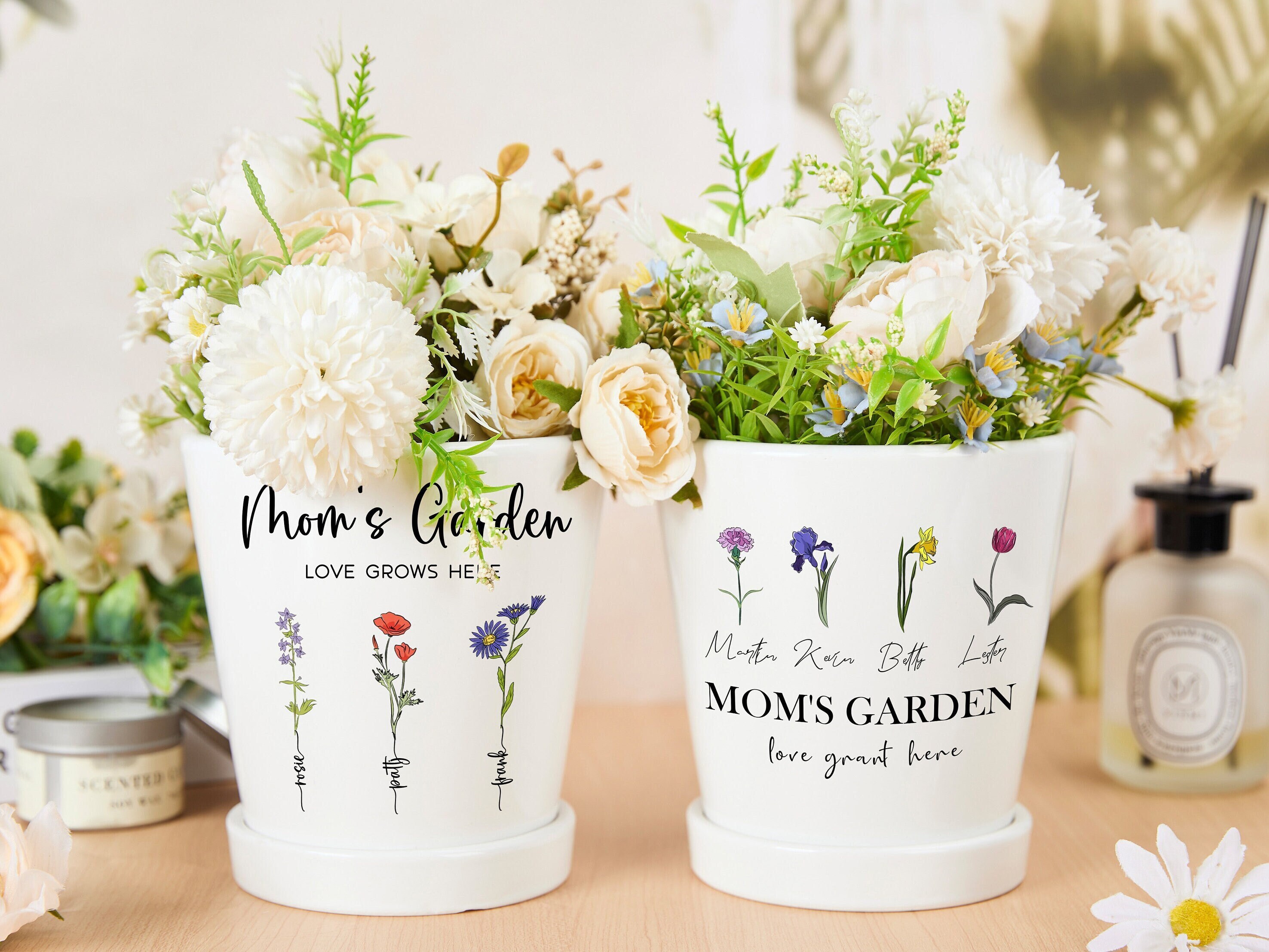 Personalized Birth Flower Pots,custom Birth Month Flower Plant Pot,mom ...