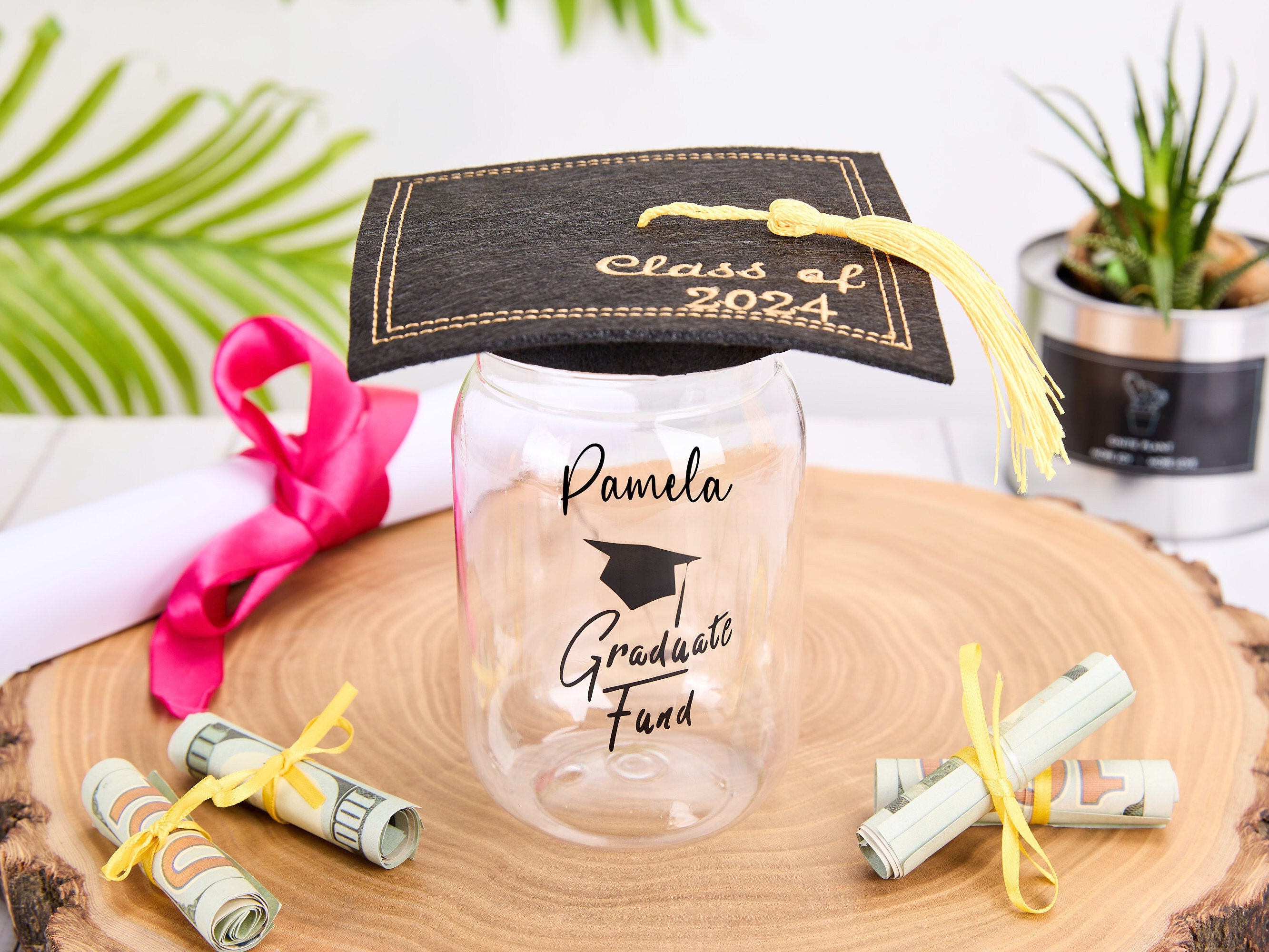 Personalized Graduation Cap Mason Jar Lid,graduation Money Holder ...
