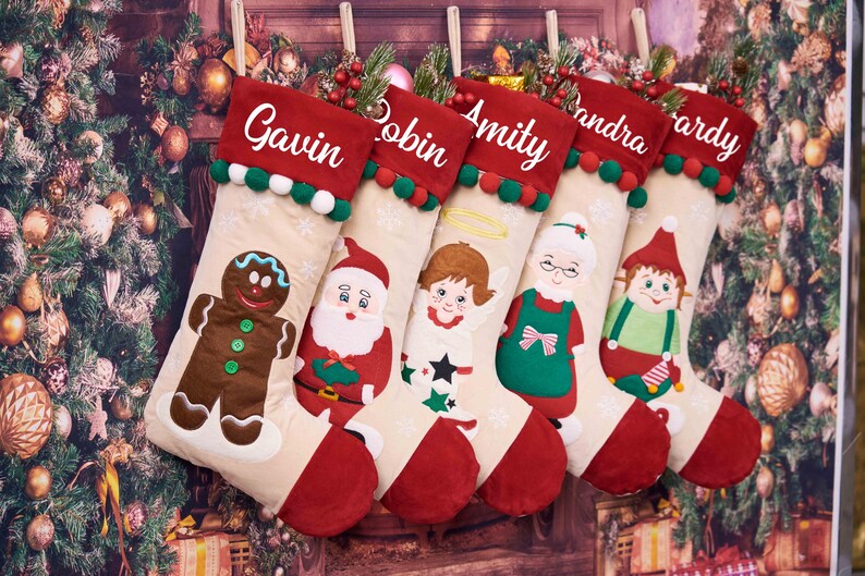 Custom Stockings With Names,personalized Christmas Stocking,family ...