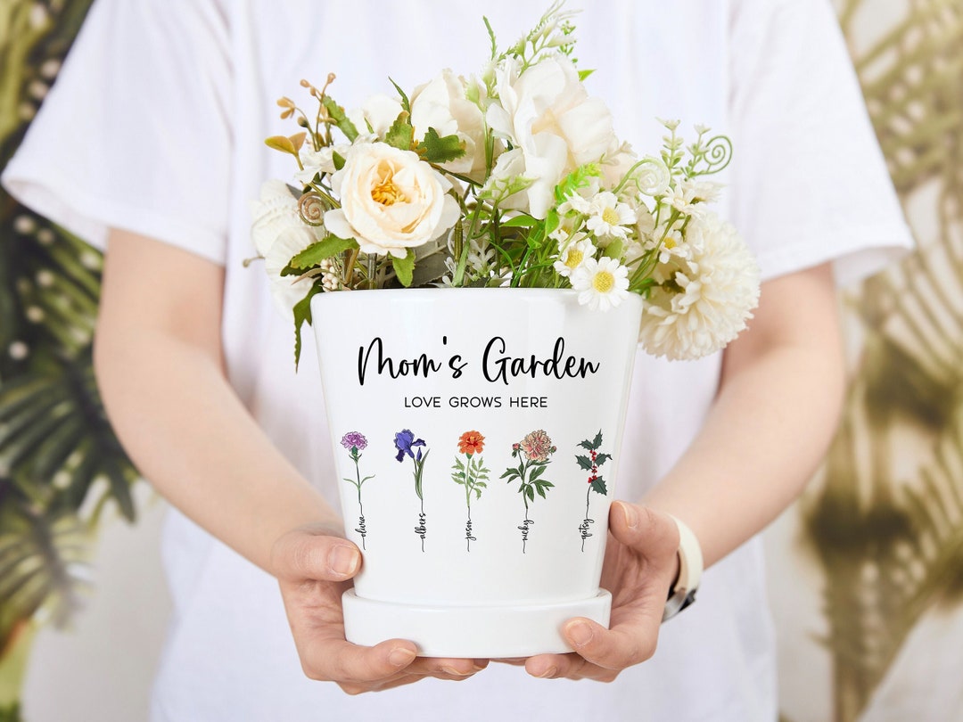 Personalized Birth Flower Pots,custom Birth Month Flower Plant Pot,mom ...
