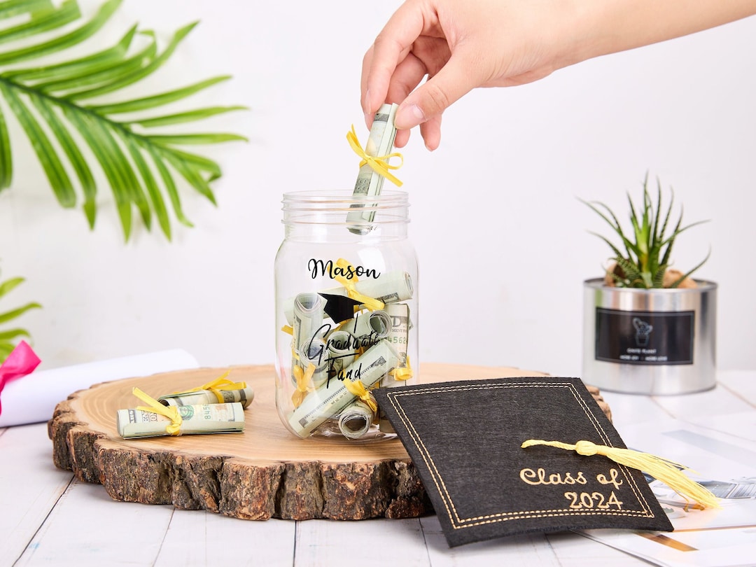 Personalized Graduation Cap Mason Jar Lid,graduation Money Holder ...