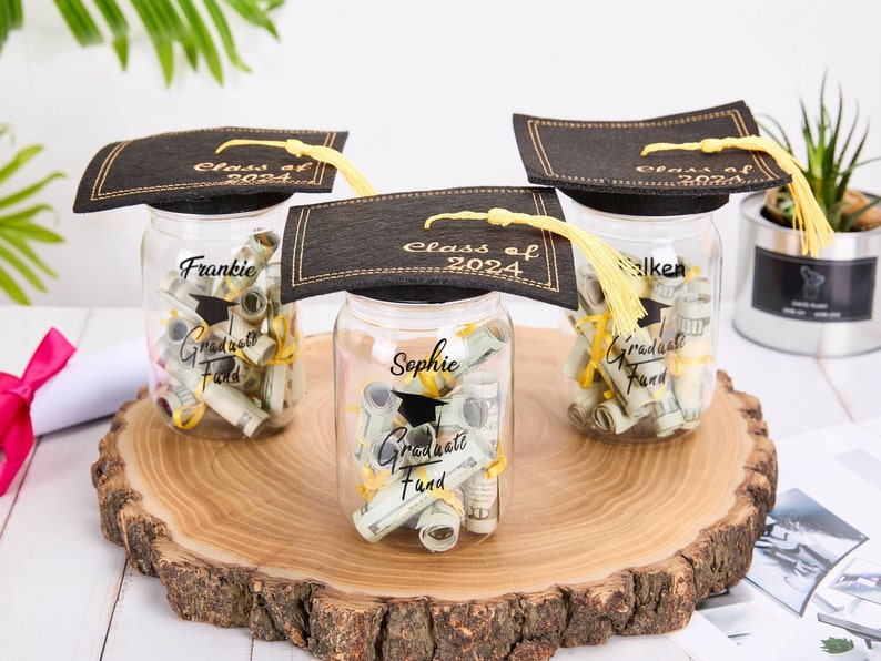 Personalized Graduation Cap Mason Jar Lid,graduation Money Holder ...