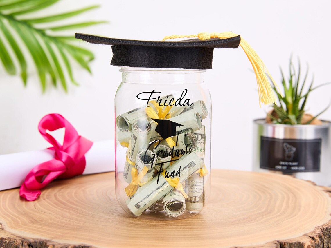 Personalized Graduation Cap Mason Jar Lid,graduation Money Holder ...