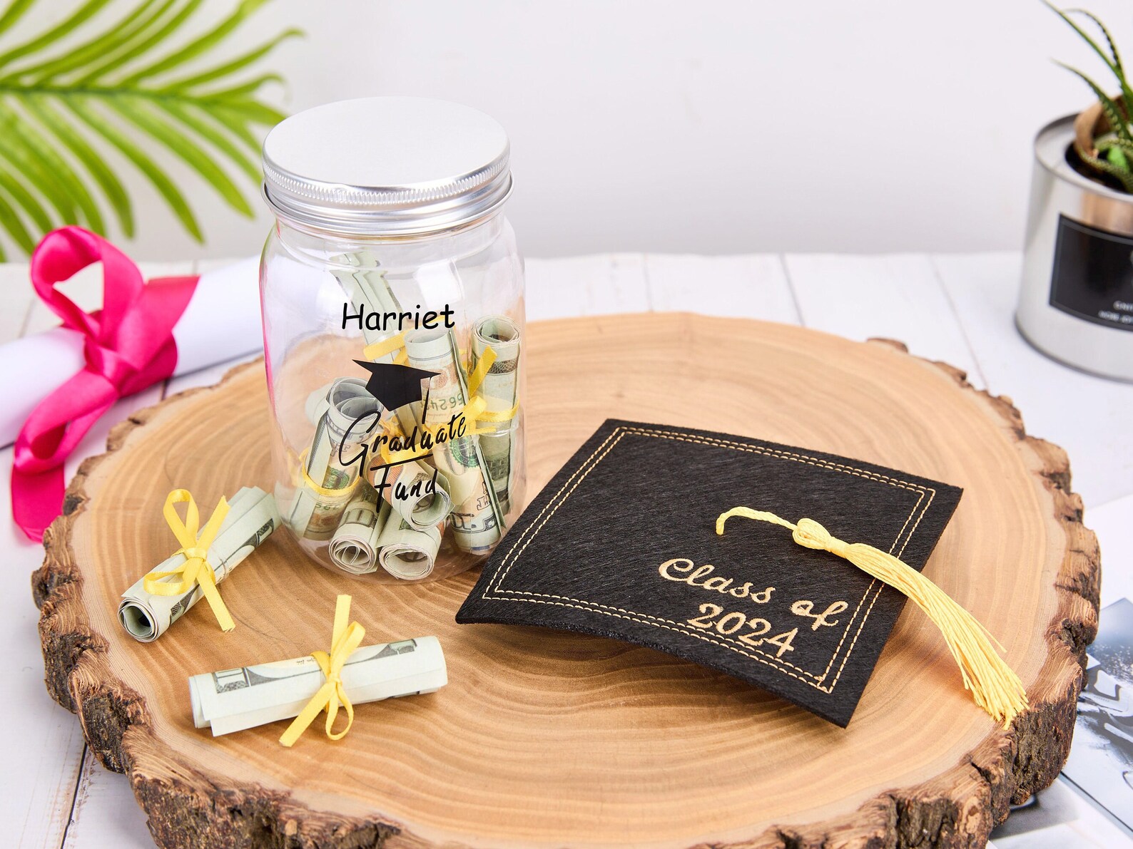 Personalized Graduation Cap Mason Jar Lid,graduation Money Holder ...