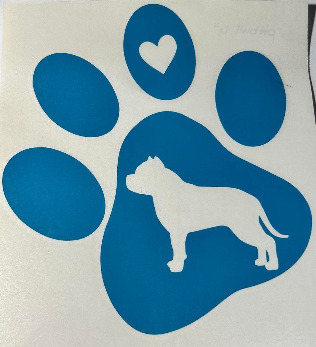 Pit Bull Dog Paw Print Vinyl Decal Many Colors and Sizes to Choose From ...