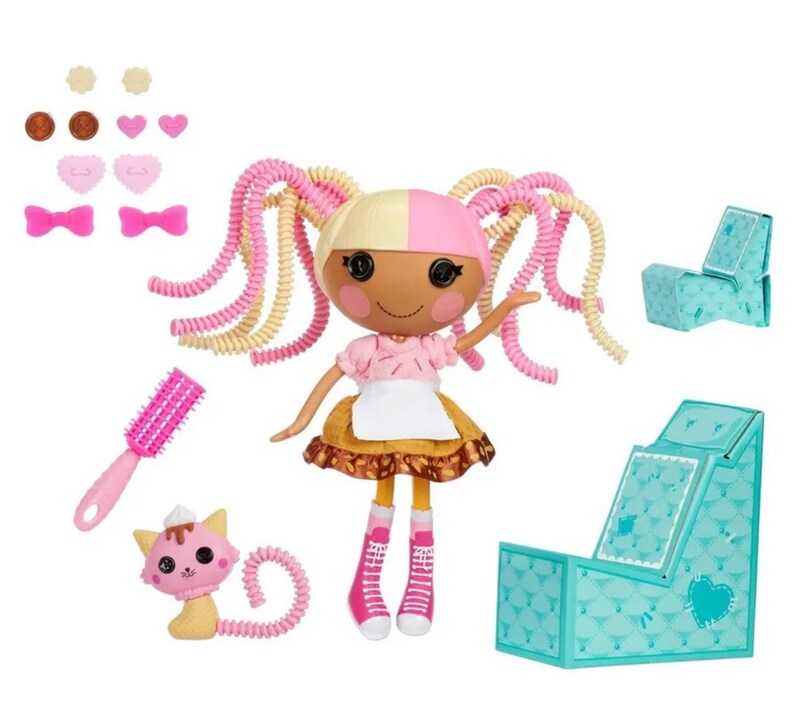 Lalaloopsy Silly Hair Doll Complete Set Scoops Waffle Cone Doll and Pet ...