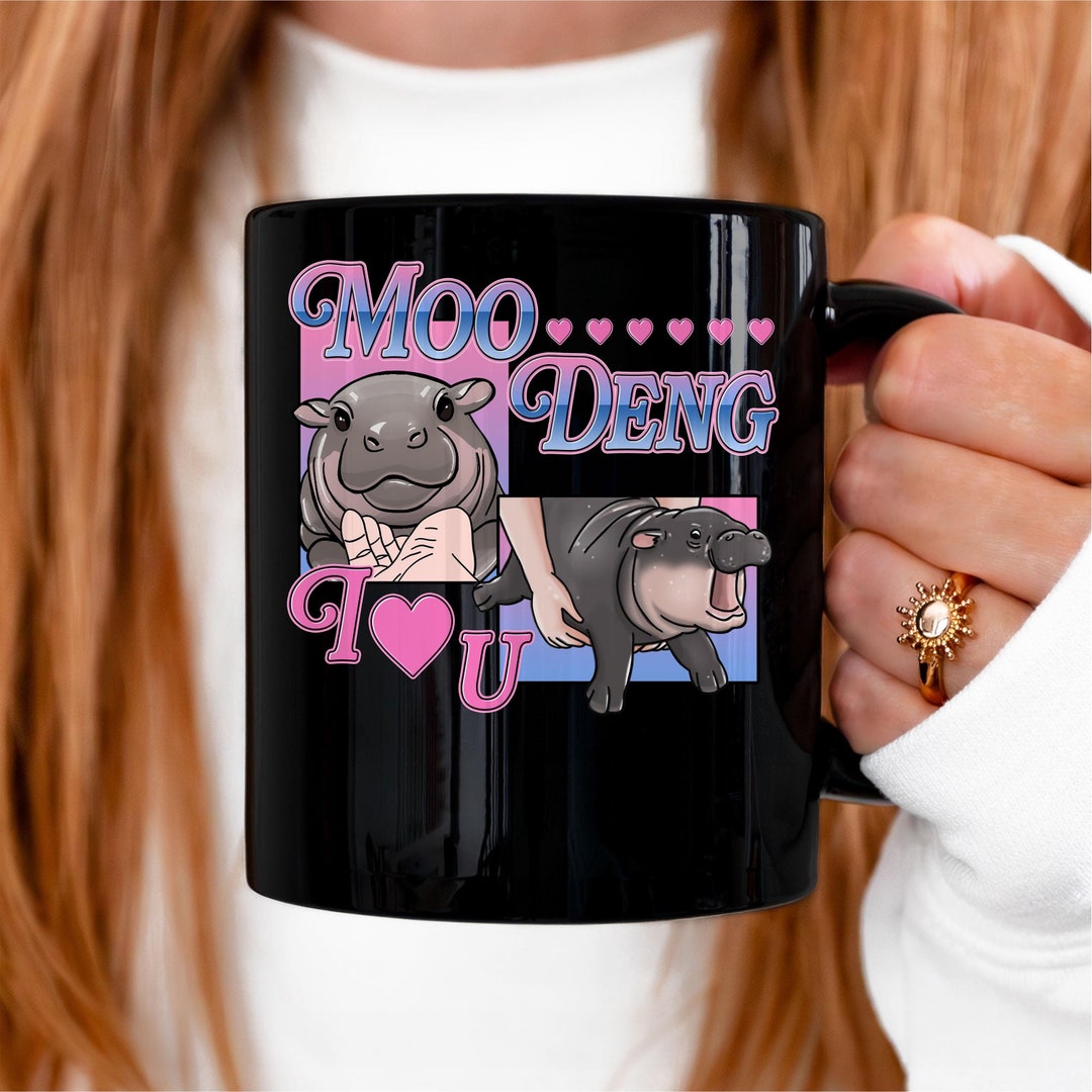 Moo Deng I Love You Coffee Mug, Cute Baby Hippo Mug, Moo Deng Mug, Moo ...