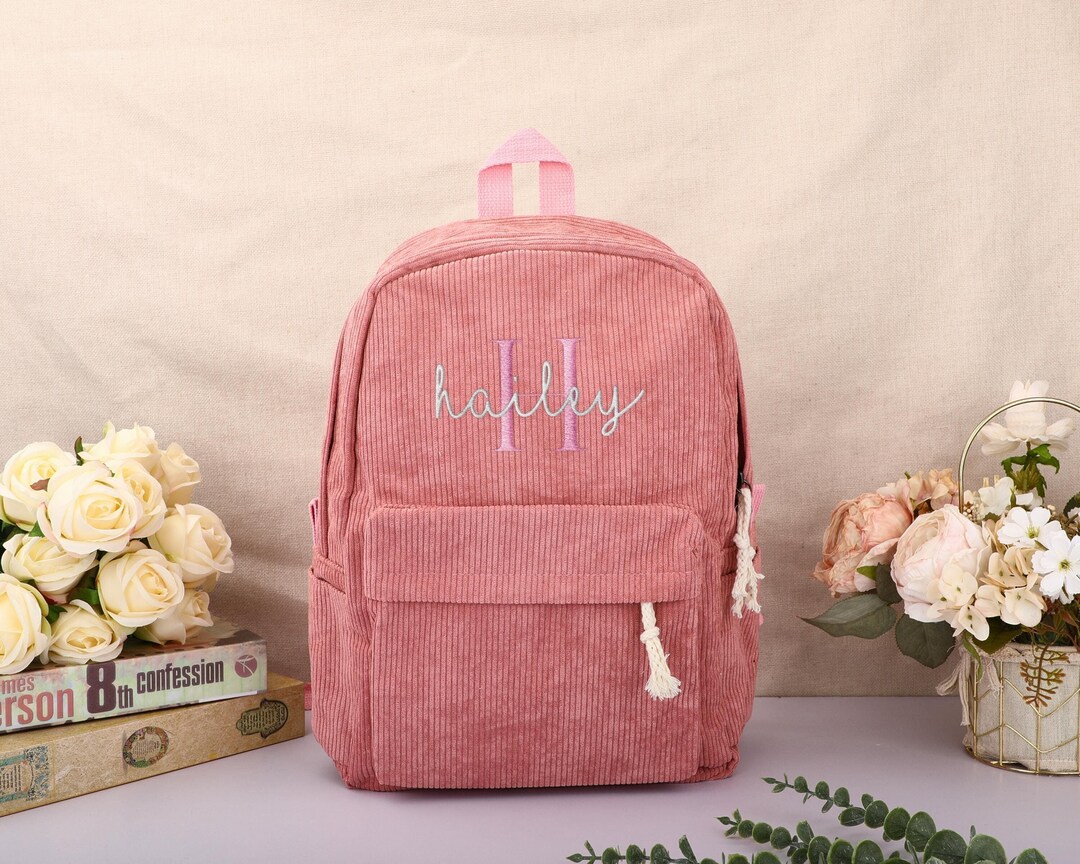 Personalized Kids Corduroy Backpack, Embroidered Child's Name Book Bag ...