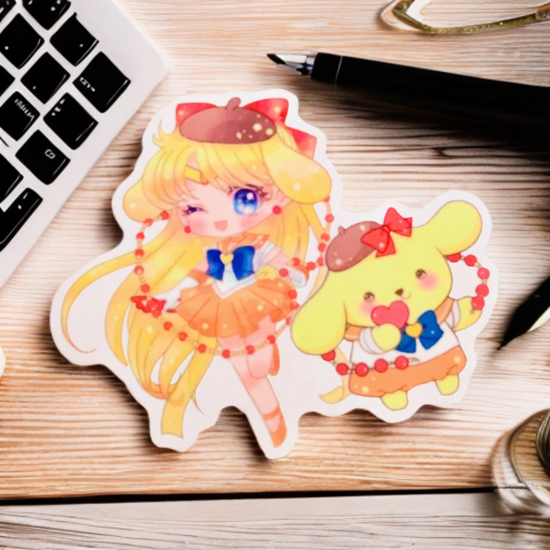 Sailor Venus X Pompompurin Sticker Decal, 3.5 Clear Glossy Sanrio Hello ...