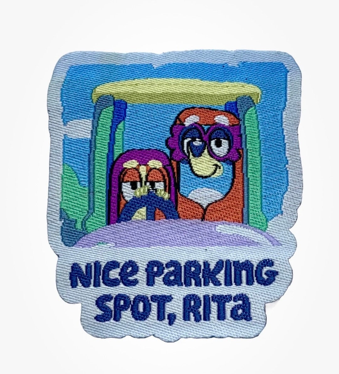Bluey Patch, Iron on With Bingo Heeler Nice Parking Spot Rita, Grannies ...