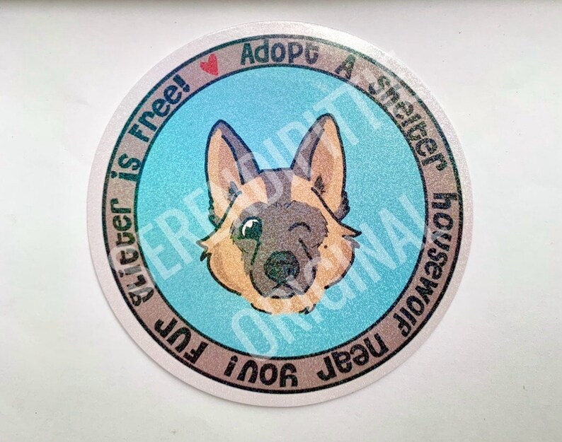 German Shepherd Dog Sticker, Micro Glitter Effect, Kawaii GSD Decal - Etsy