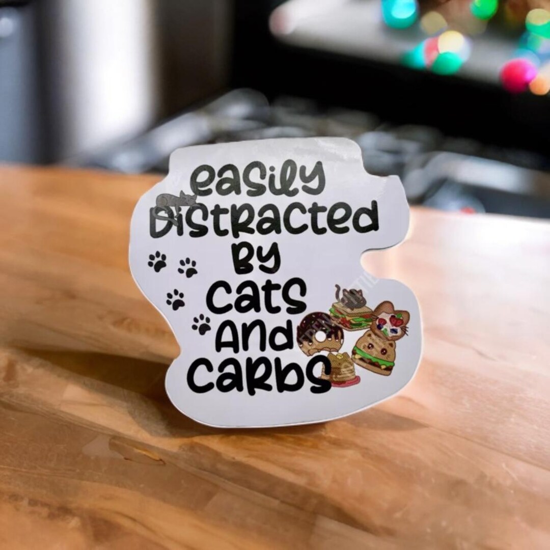 Cat Sticker, Glossy Cats and Carbs Decal, Kawaii Donuts Pancakes - Etsy