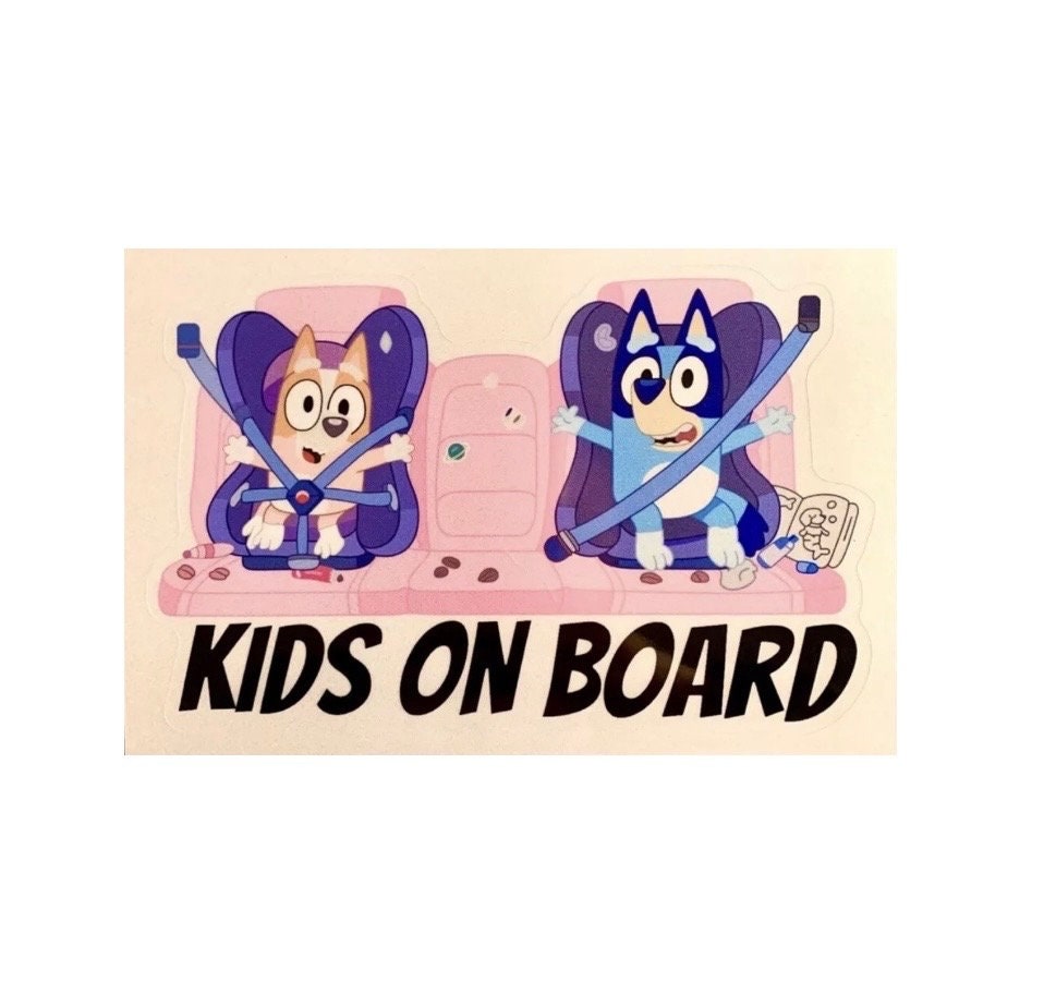 Bluey and Bingo Car Sticker, Kids on Board, Reflective Decal for Car ...