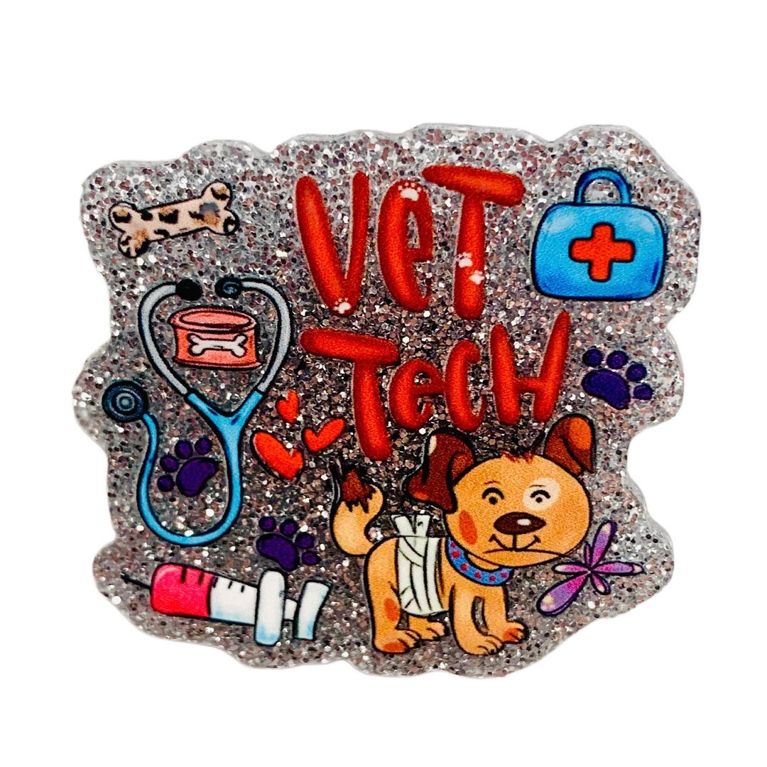 Magnet - Vet Tech for Fridge, Silver Glitter Veterinary Technician 1.75 ...