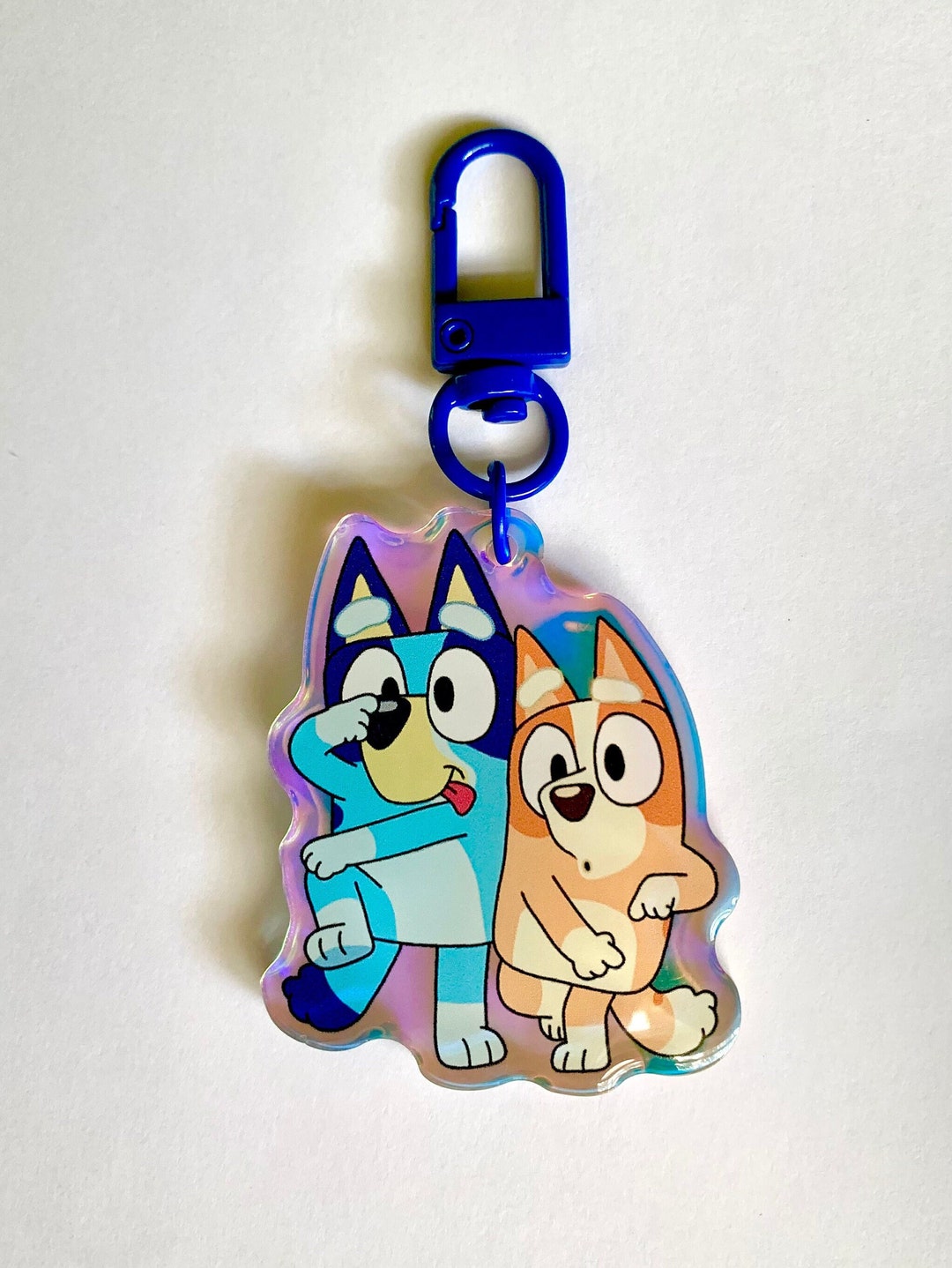 Bluey Keychain Rainbow Holo Key or Bag Charm, Keycharm Bingo Heeler ...
