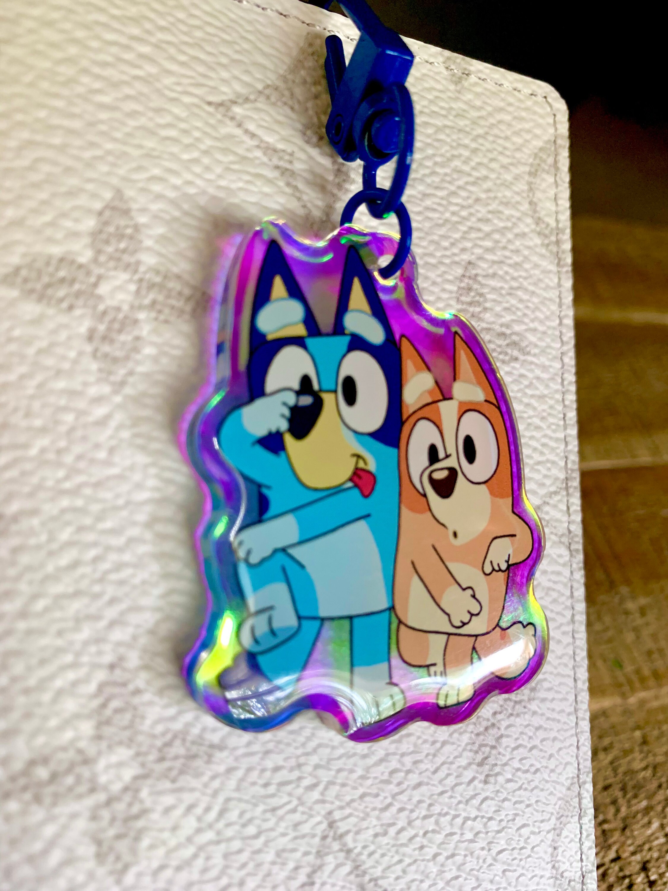 Bluey Keychain Rainbow Holo Key or Bag Charm, Keycharm Bingo Heeler ...