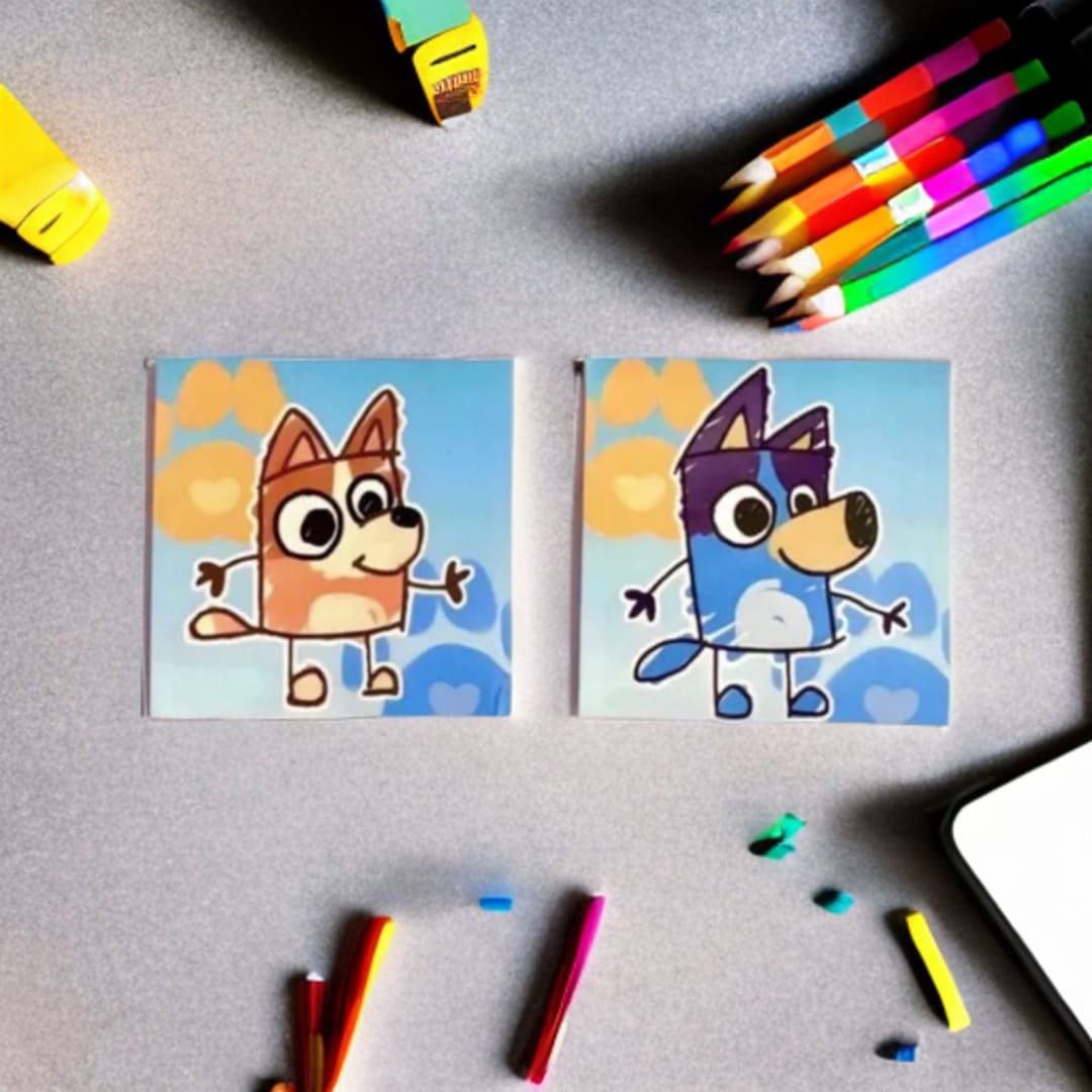 Sticker - Bluey & Bingo, Matte Decals, 2” Set of 2 Stickers in Scribble ...