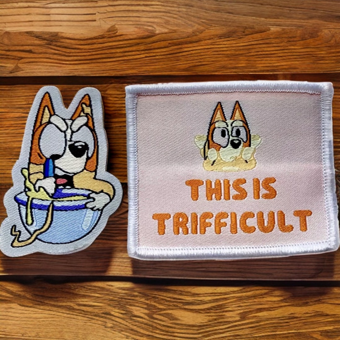 Bluey Patch, Iron on SET OF 2 With Bingo Heeler Trifficult, Bluey ...