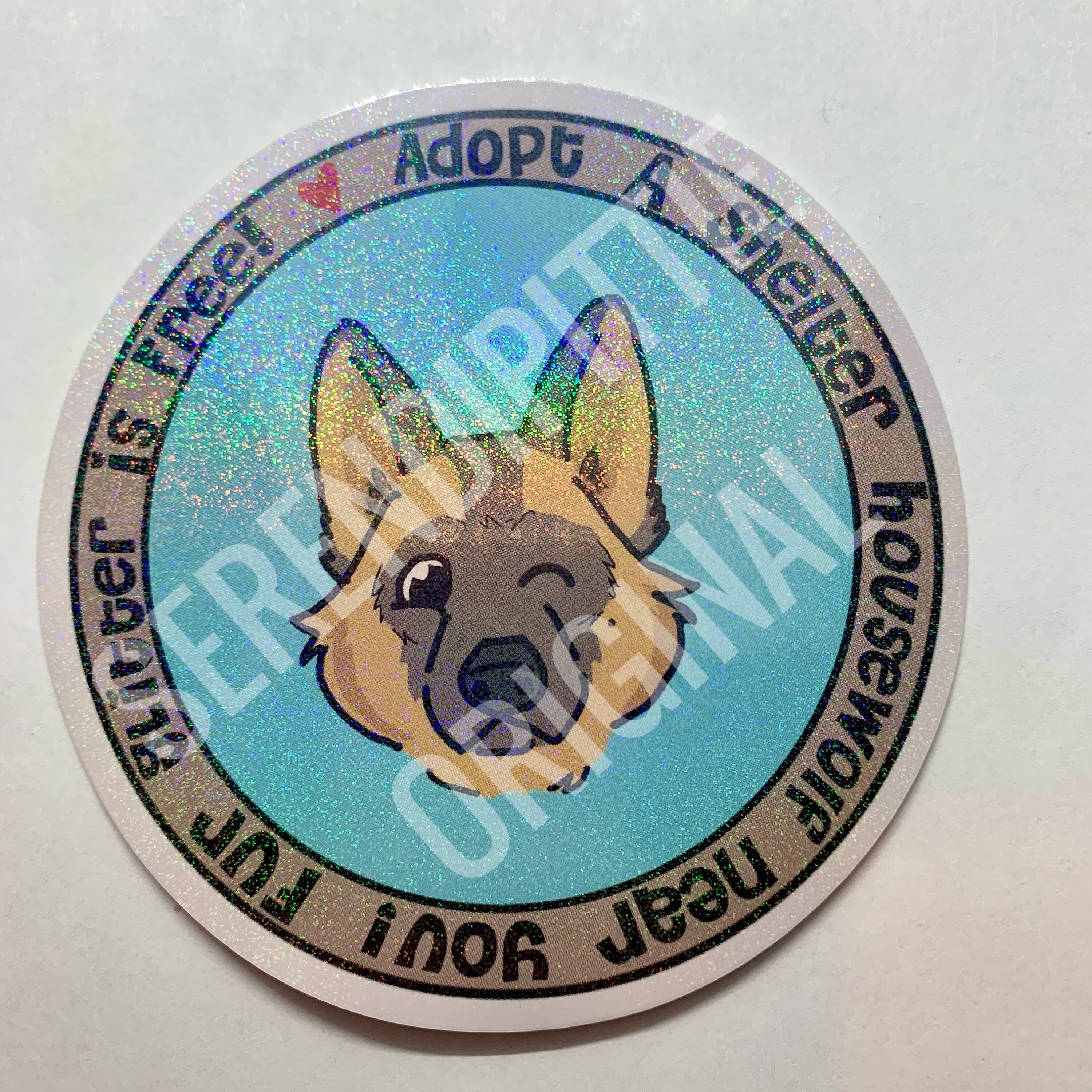 German Shepherd Dog Sticker, Micro Glitter Effect, Kawaii GSD Decal - Etsy