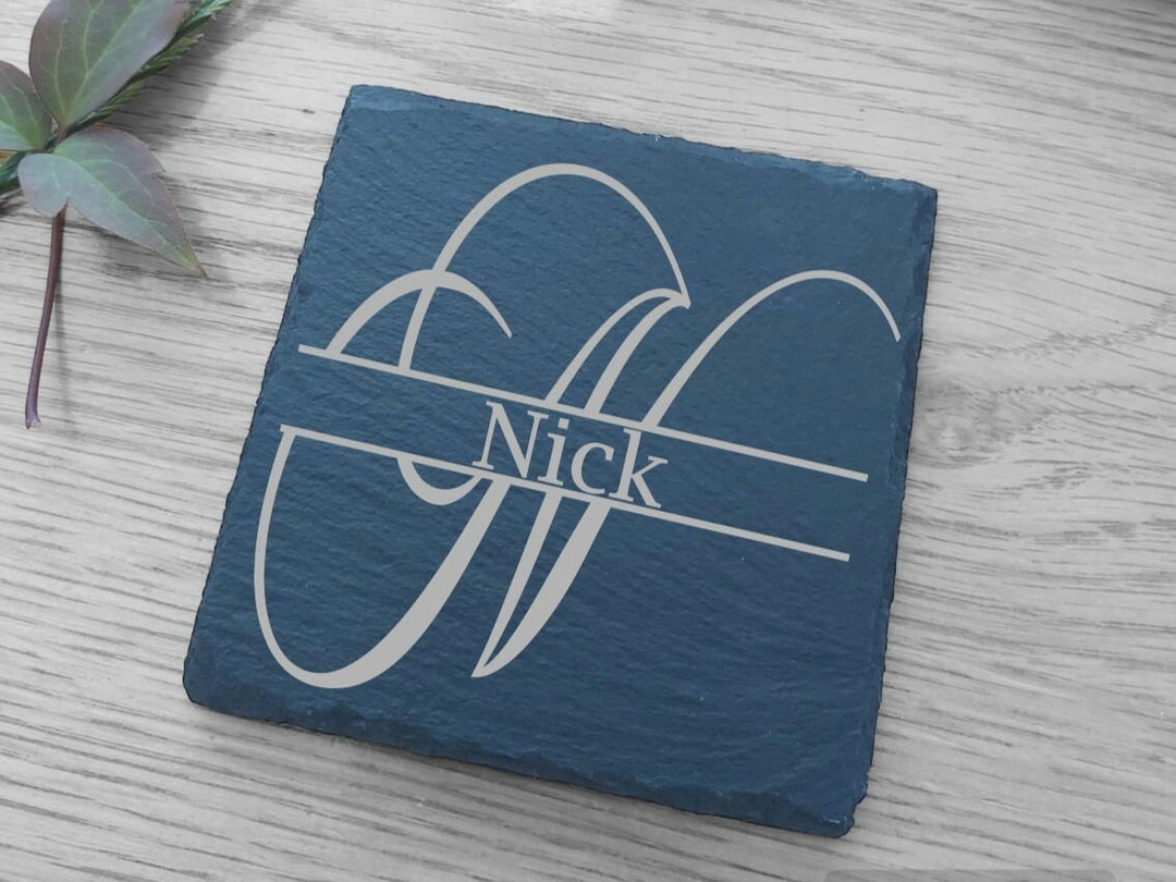 Personalised Name Slate Coaster Coaster Sets a to Z Initial and Custom ...