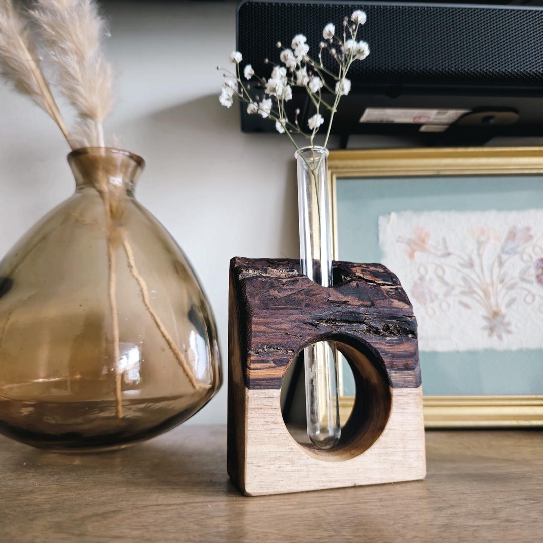 Rustic Wooden Live Edge Propagation Display Stand - Etsy