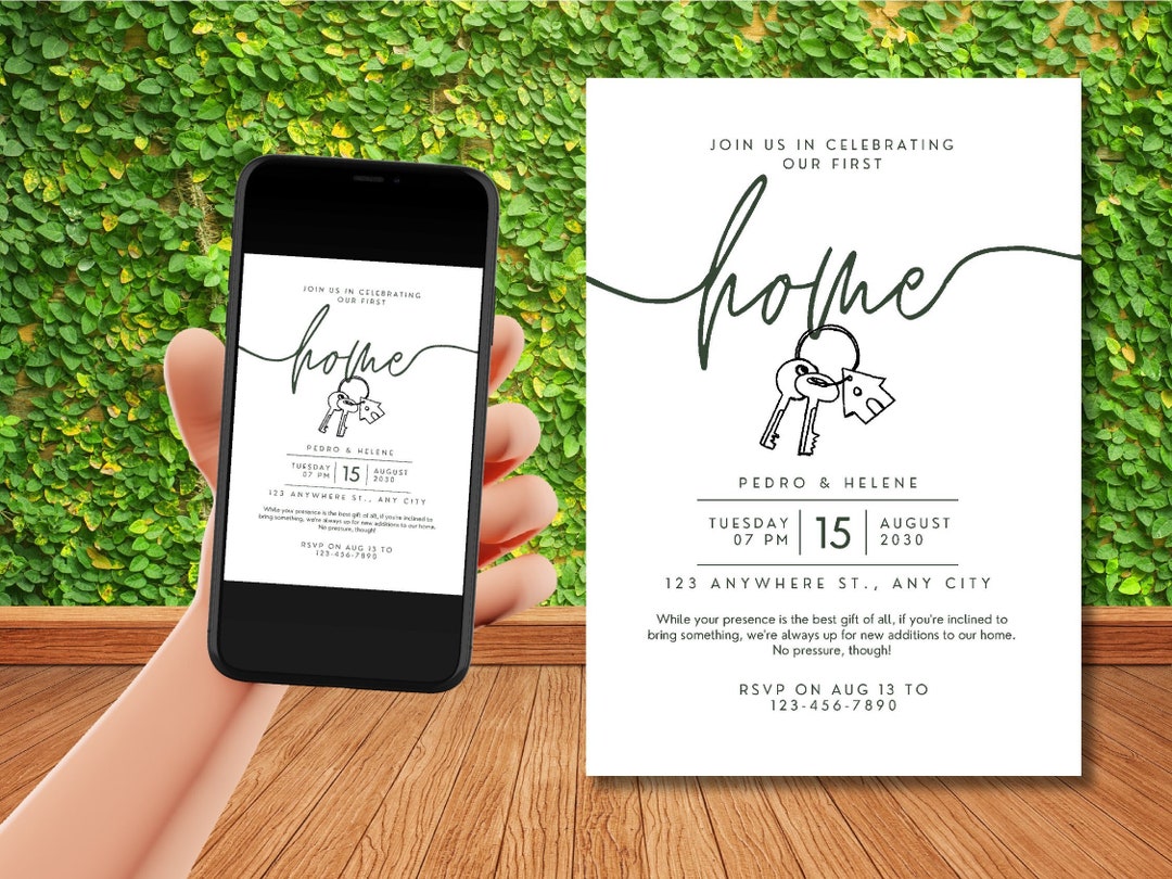 Our First Home Party Invitation, Elegant House Party Digital Invite ...