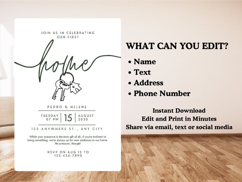 Our First Home Party Invitation, Elegant House Party Digital Invite ...