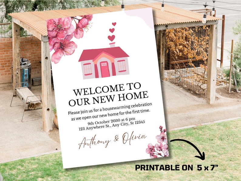Floral Blossom New Home Party Invitation, Housewarming Invite, Custom ...