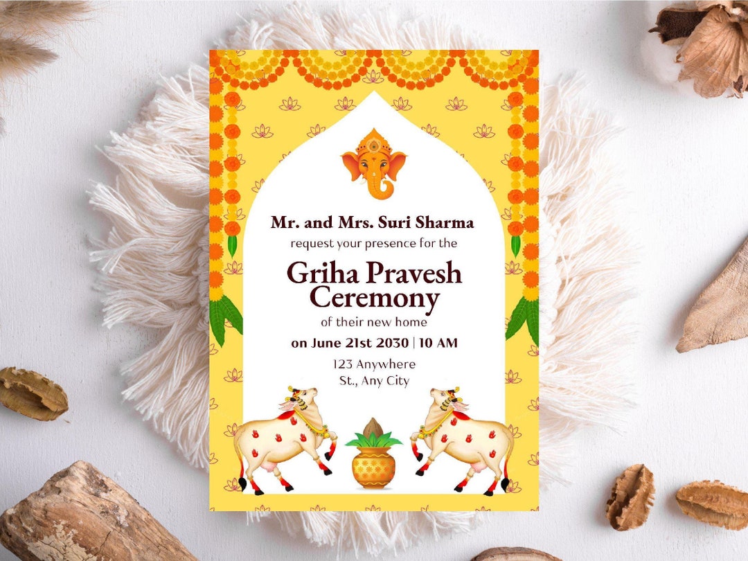 South Indian Housewarming Invite, Pichwai Cow Housewarming Invitation ...