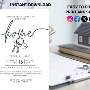 Our First Home Party Invitation, Elegant House Party Digital Invite ...