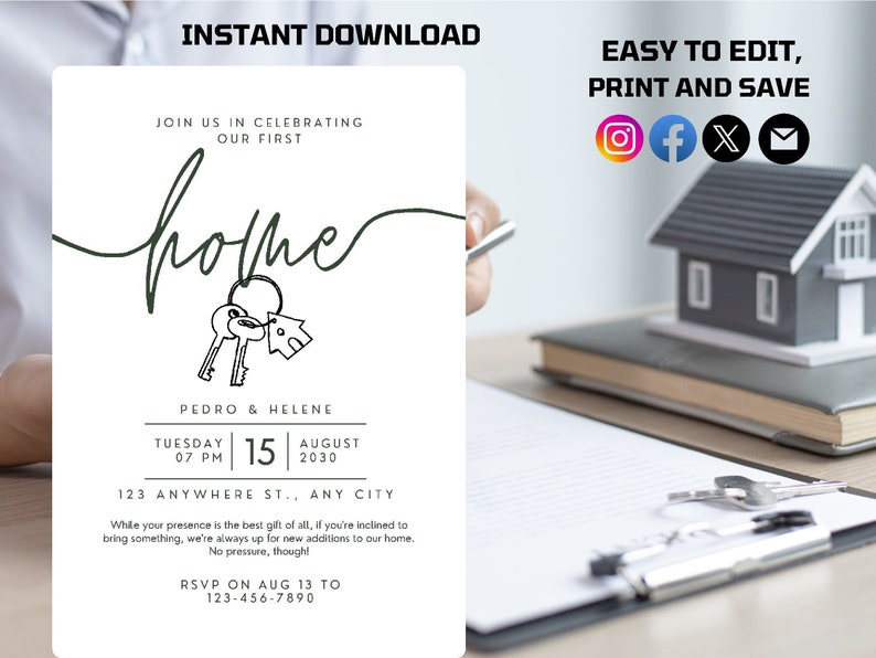 Our First Home Party Invitation, Elegant House Party Digital Invite ...