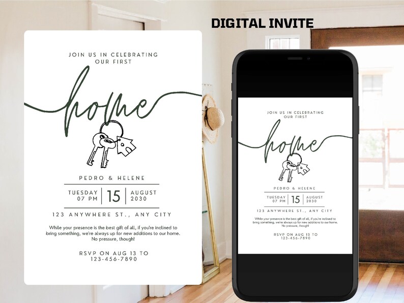 Our First Home Party Invitation, Elegant House Party Digital Invite ...