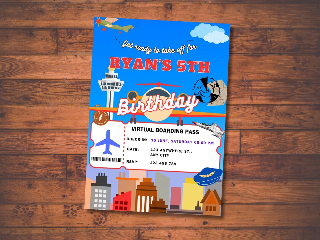 EDITABLE Aeroplane Birthday Party Invitation, Airplane Birthday Invite ...