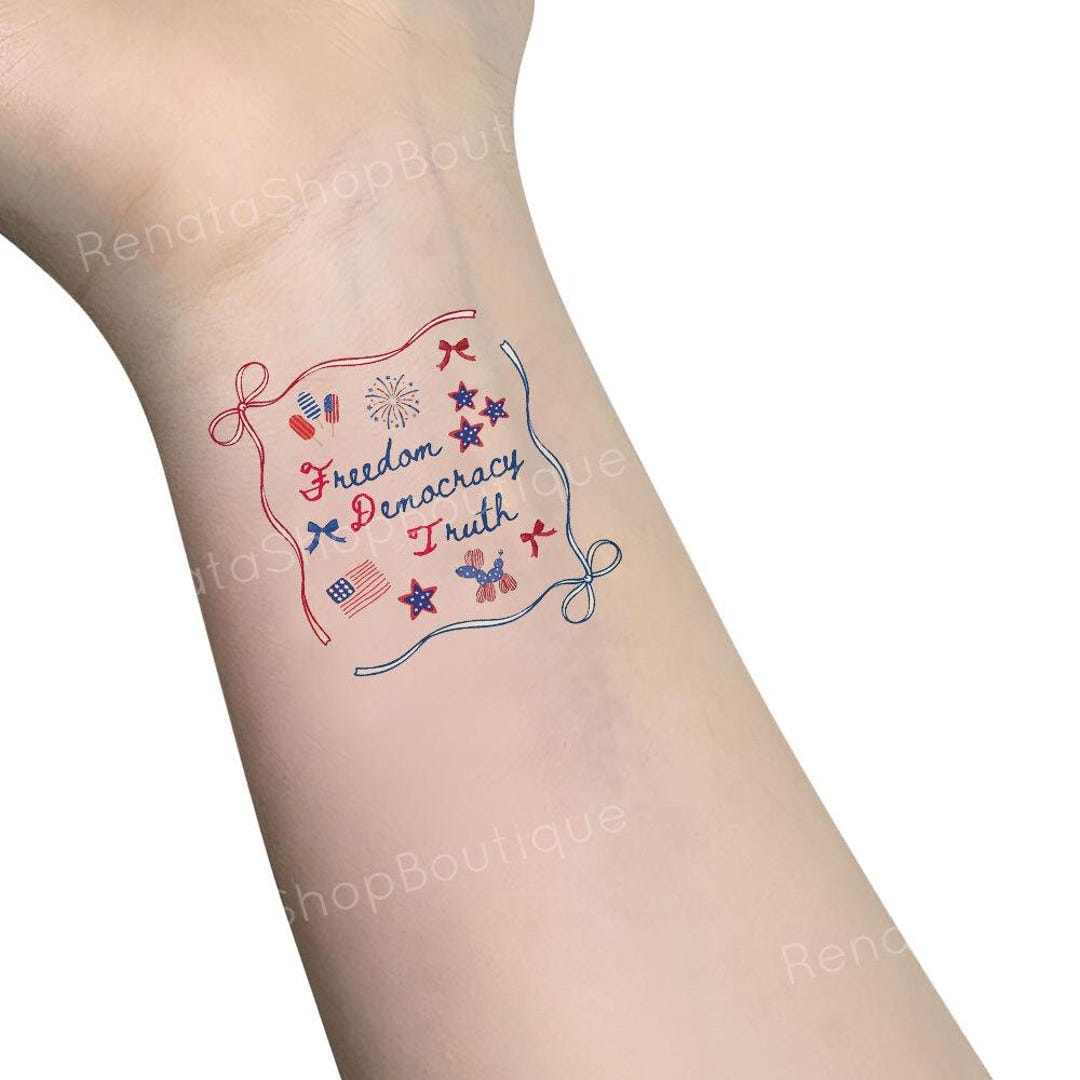 Patriotic Subtle FDT Temporary Tattoo, Coquette Bow Patriotic Tattoo ...