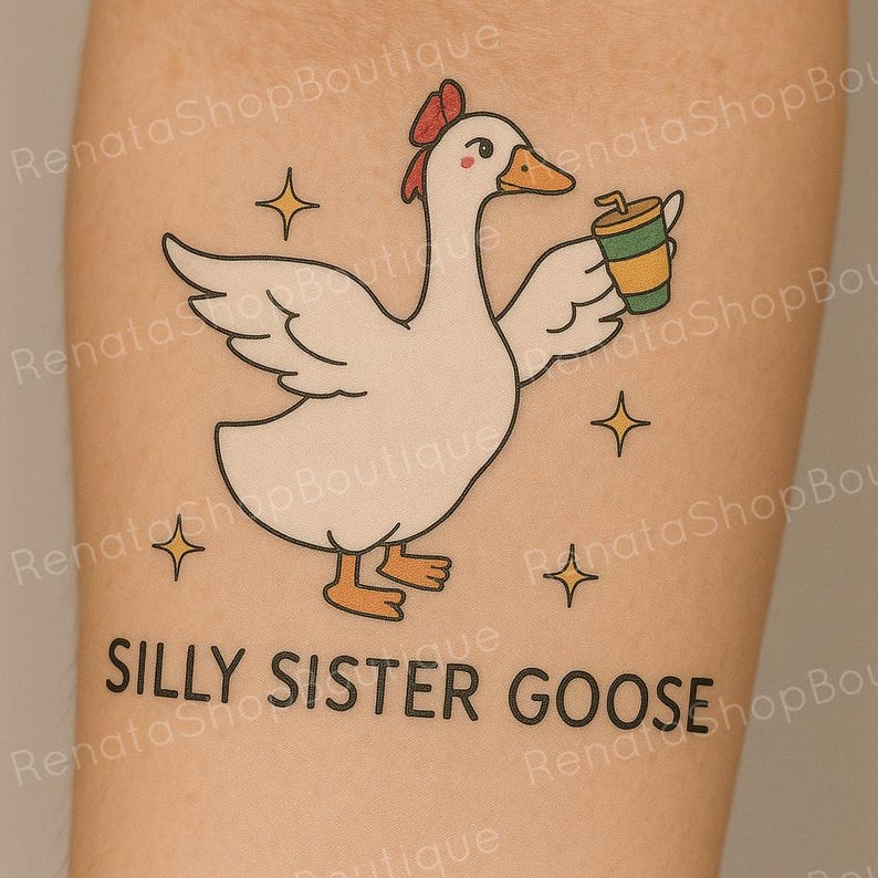 Mrs. Silly Goose Bride Temporary Tattoo, Married Couple Matching Tattoo ...
