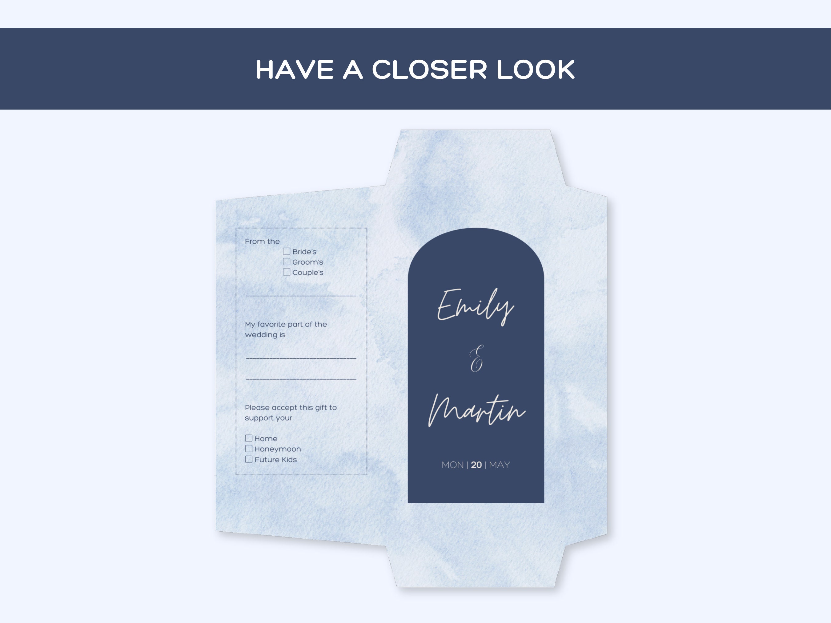 Vertical Money Envelope Canva Template Navy Blue Palette - Etsy